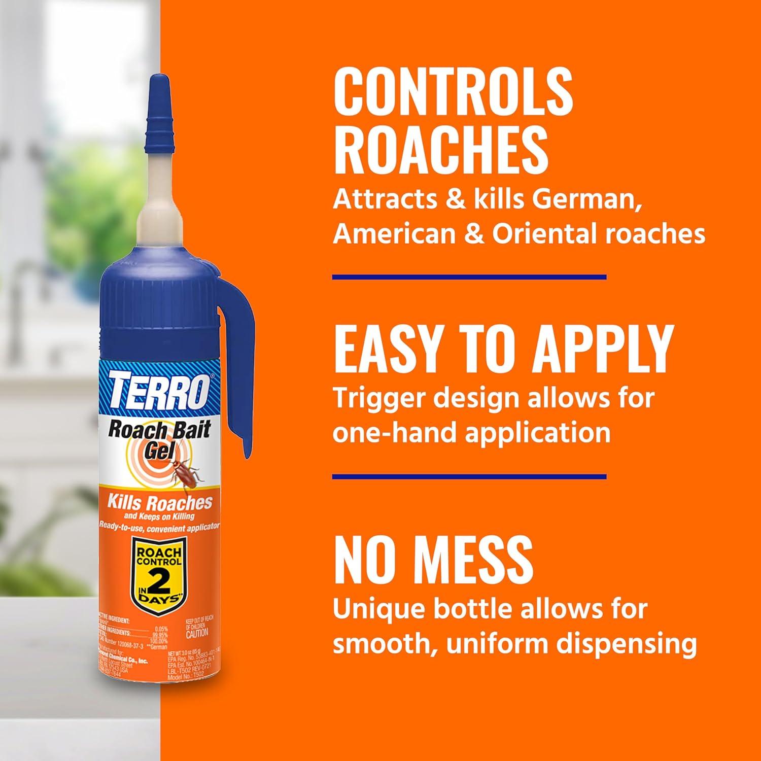 Terro T502 Ready-to-Use Indoor Cockroach Gel Bait Killer – Kills German ...