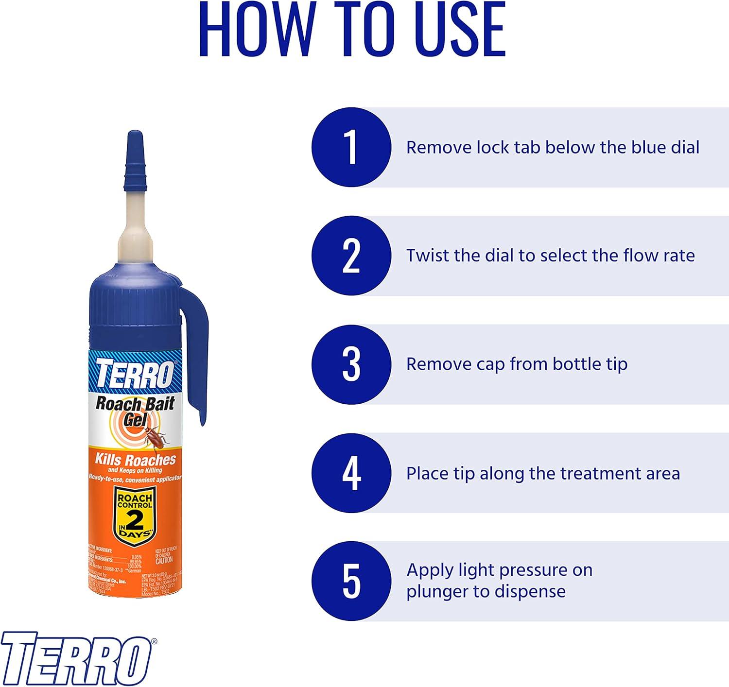 Terro T502 Ready-to-Use Indoor Cockroach Gel Bait Killer – Kills German ...